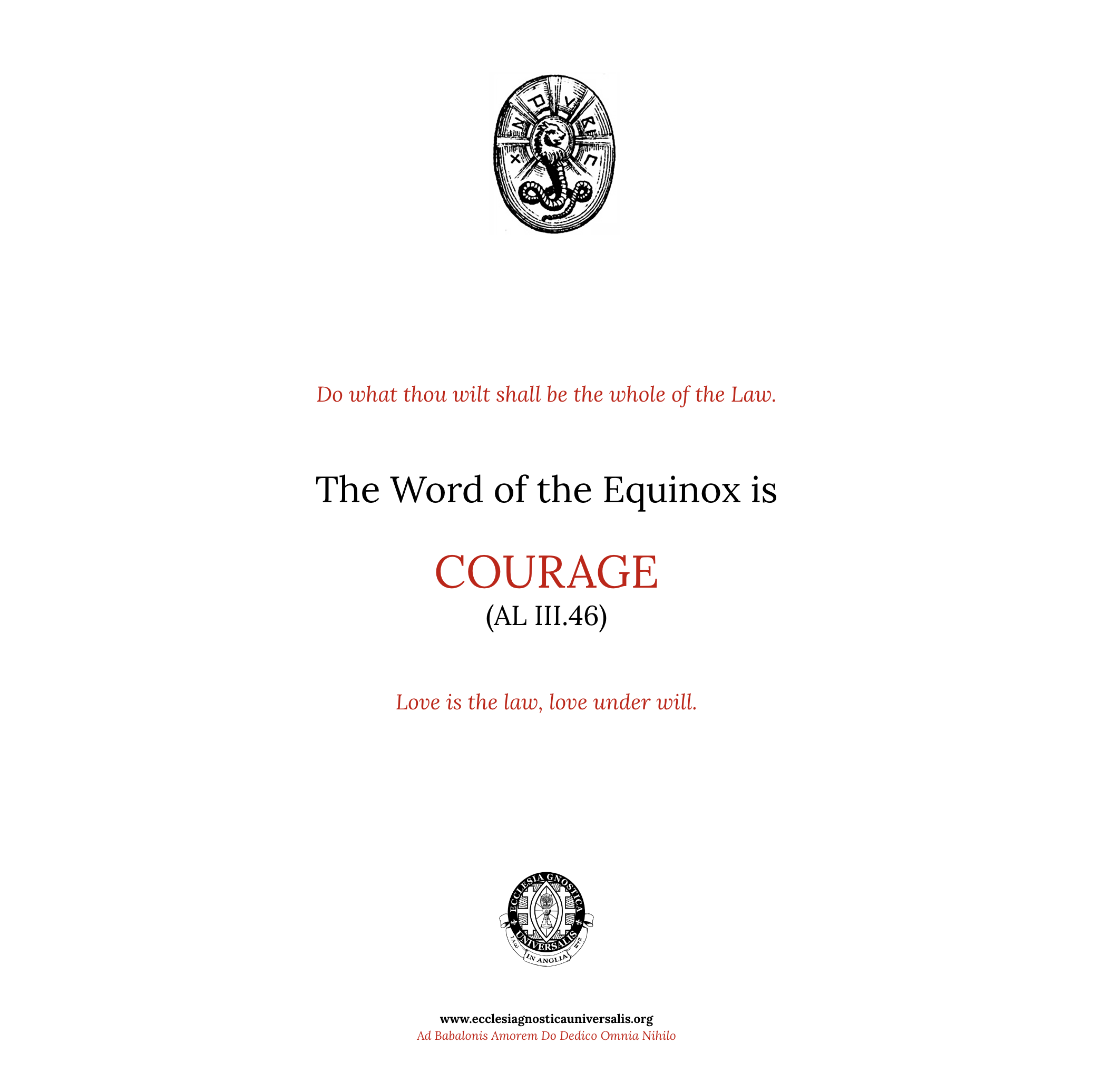 THE WORDS OF THE EQUINOX - Ecclesia Gnostica Universalis